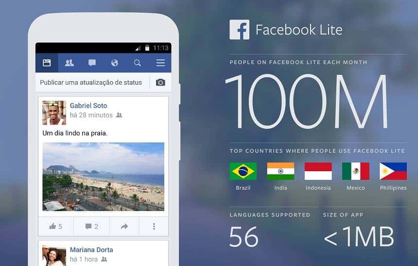 Facebook Lite, versão mais leve para celular, chega a 100 milhões de ...