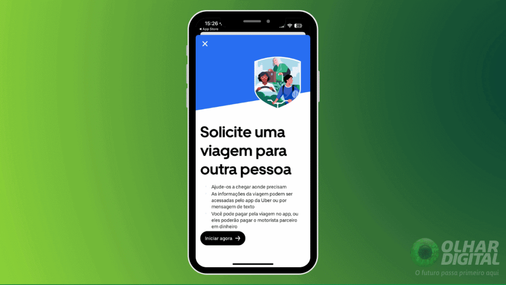 Uber agora permite solicitar viagem para outra pessoa